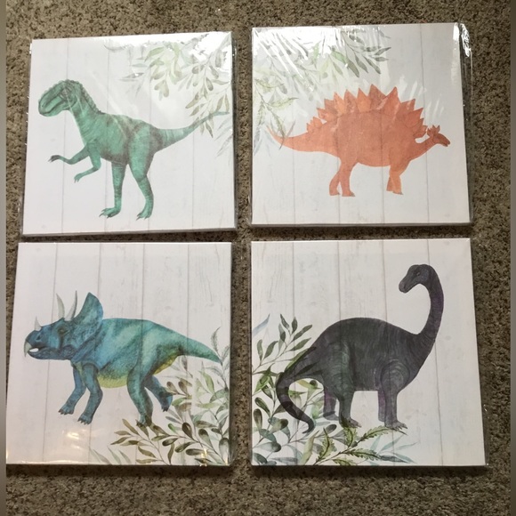 Accents | Dinosaur Canvas Wall Art Picture 4 Trex Stegosaurus ...